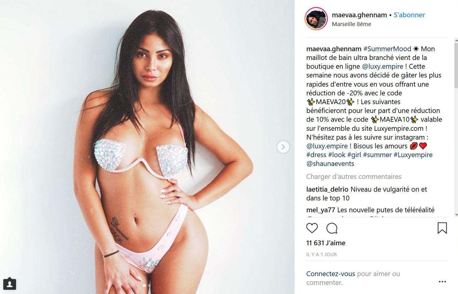 Maeva Ghennam se dévoile dans un maillot de bain très sexy sur Instagram