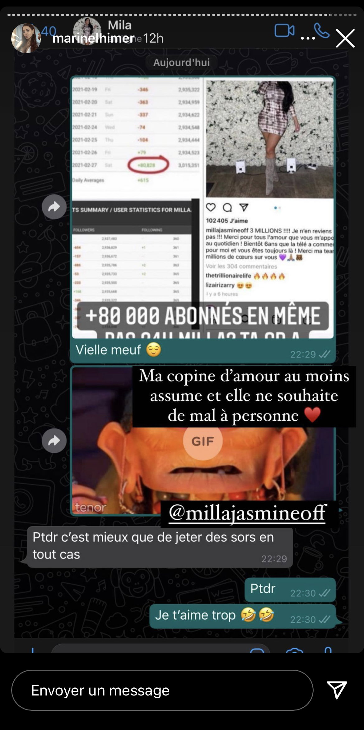 Milla Jasmine prête à tout pour accroître sa notoriété sur Instagram