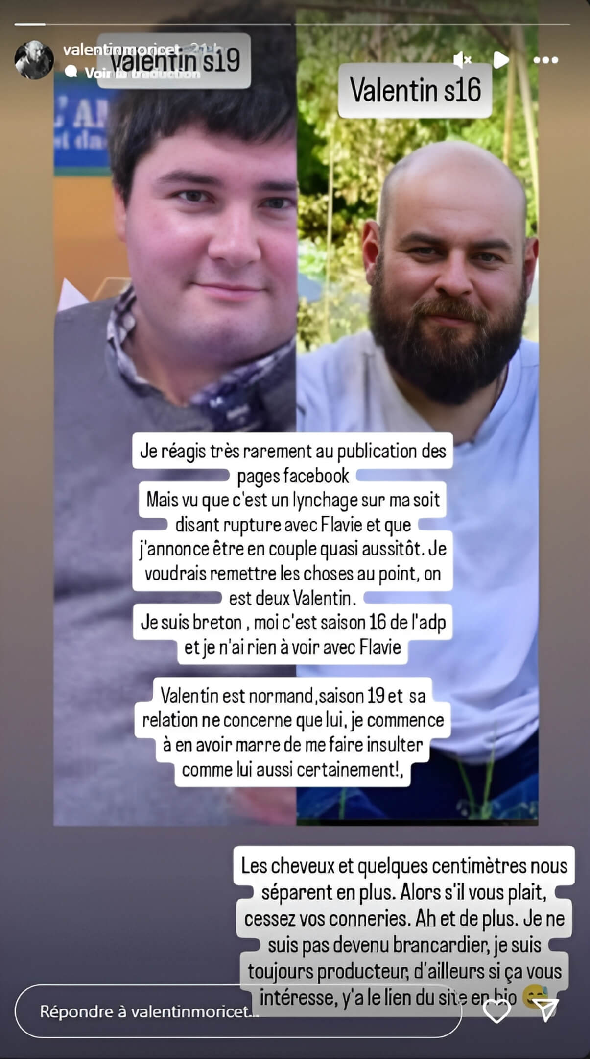 Valentin (ADP 16) : confondu avec l’ex de Flavie, il s’emporte… "Cessez ...